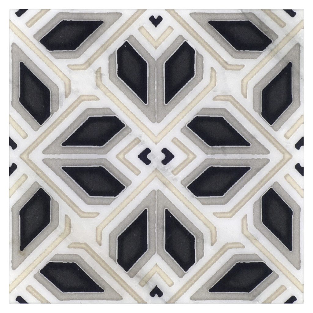 Avery Grande Charcoal on Carrara Blanco - Decorative Materials