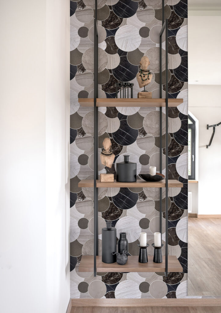 Brown Overlapping Circles Wall - Decorative Materials